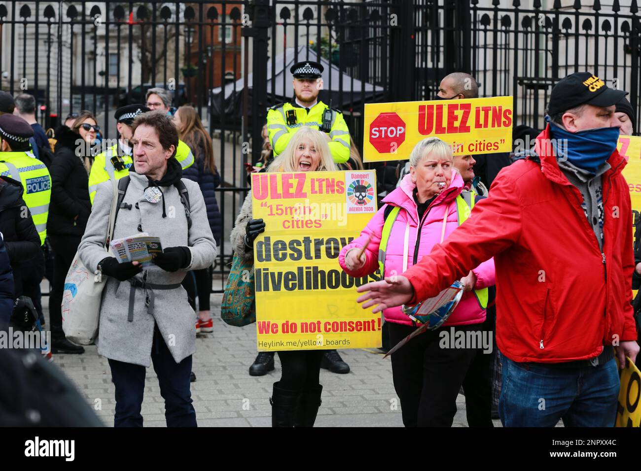 London, UK. 25 Feb 2023. Anti-ULEZ protest. Londoners protest in ...