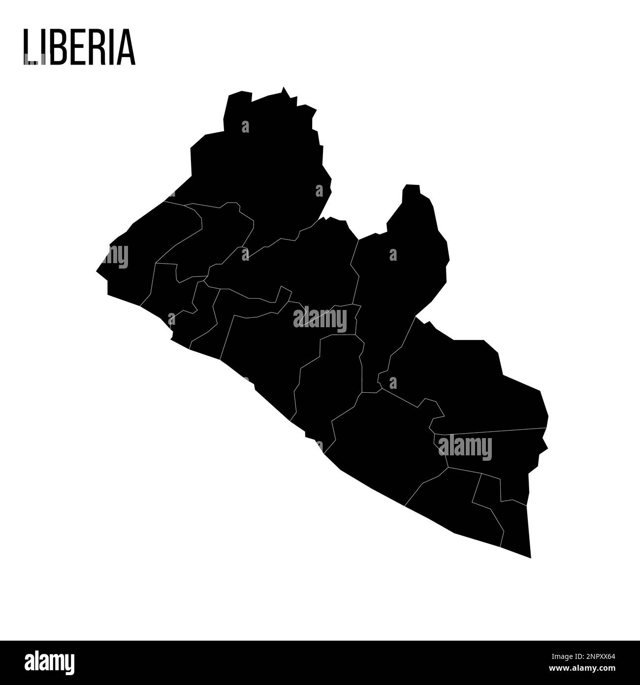 Liberia political map of administrative divisions - counties. Blank ...