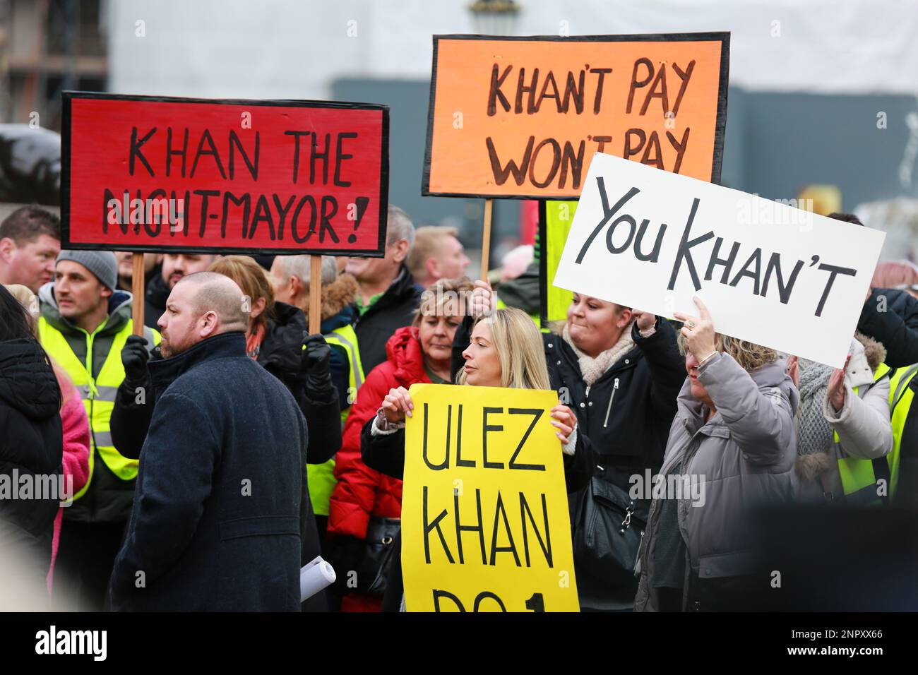 London, UK. 28 Jan 2023. Anti-ULEZ protest. Londoners protest in ...
