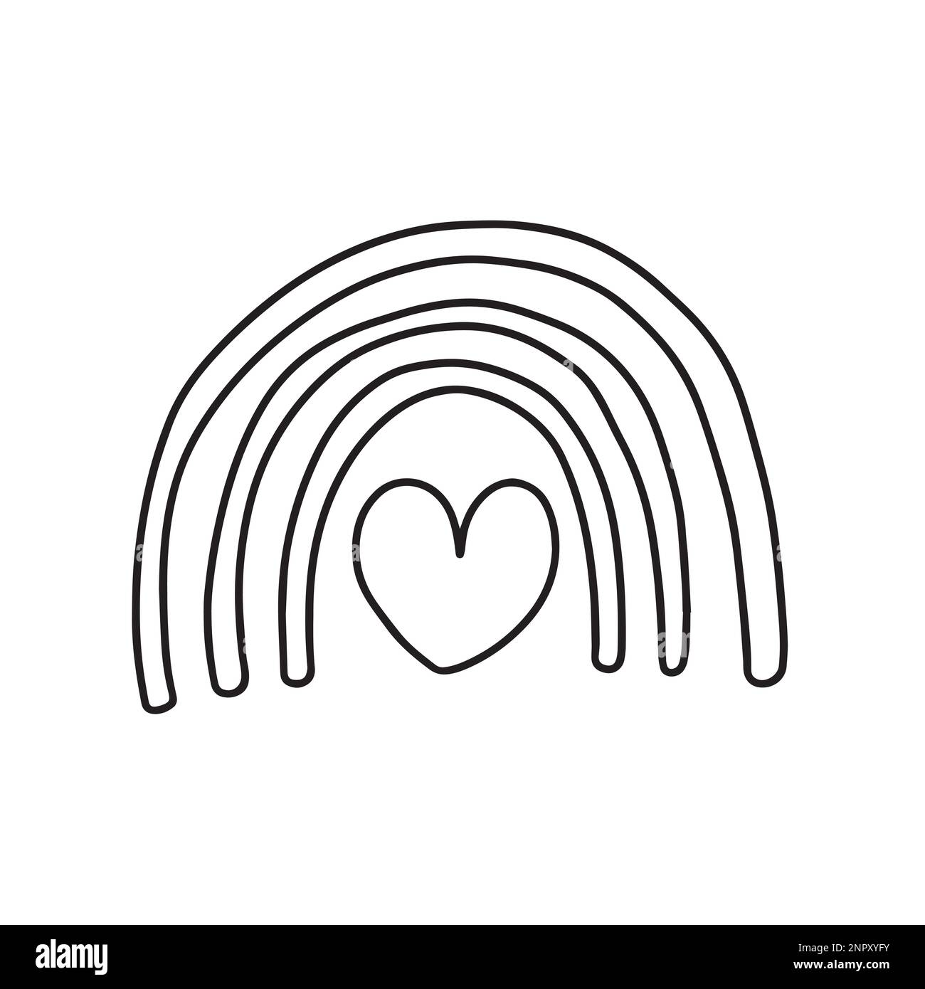 Cute rainbow with heart vector illustration Stock Vector Image & Art ...