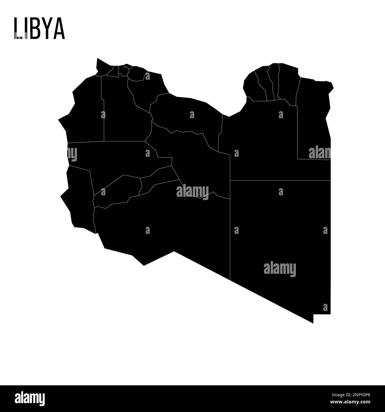 Libya political map of administrative divisions - districts. Blank ...