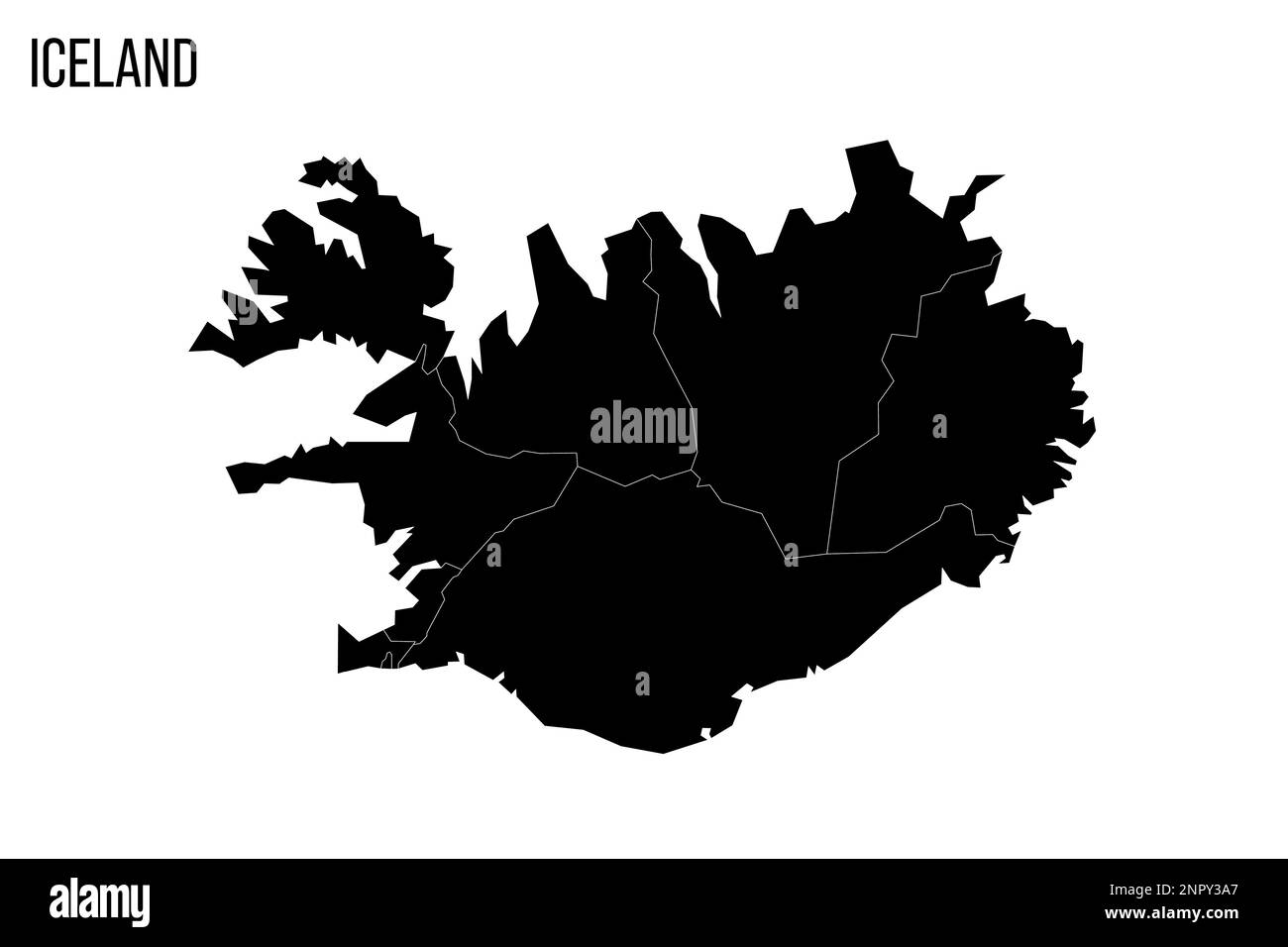 Iceland political map of administrative divisions - regions. Blank ...