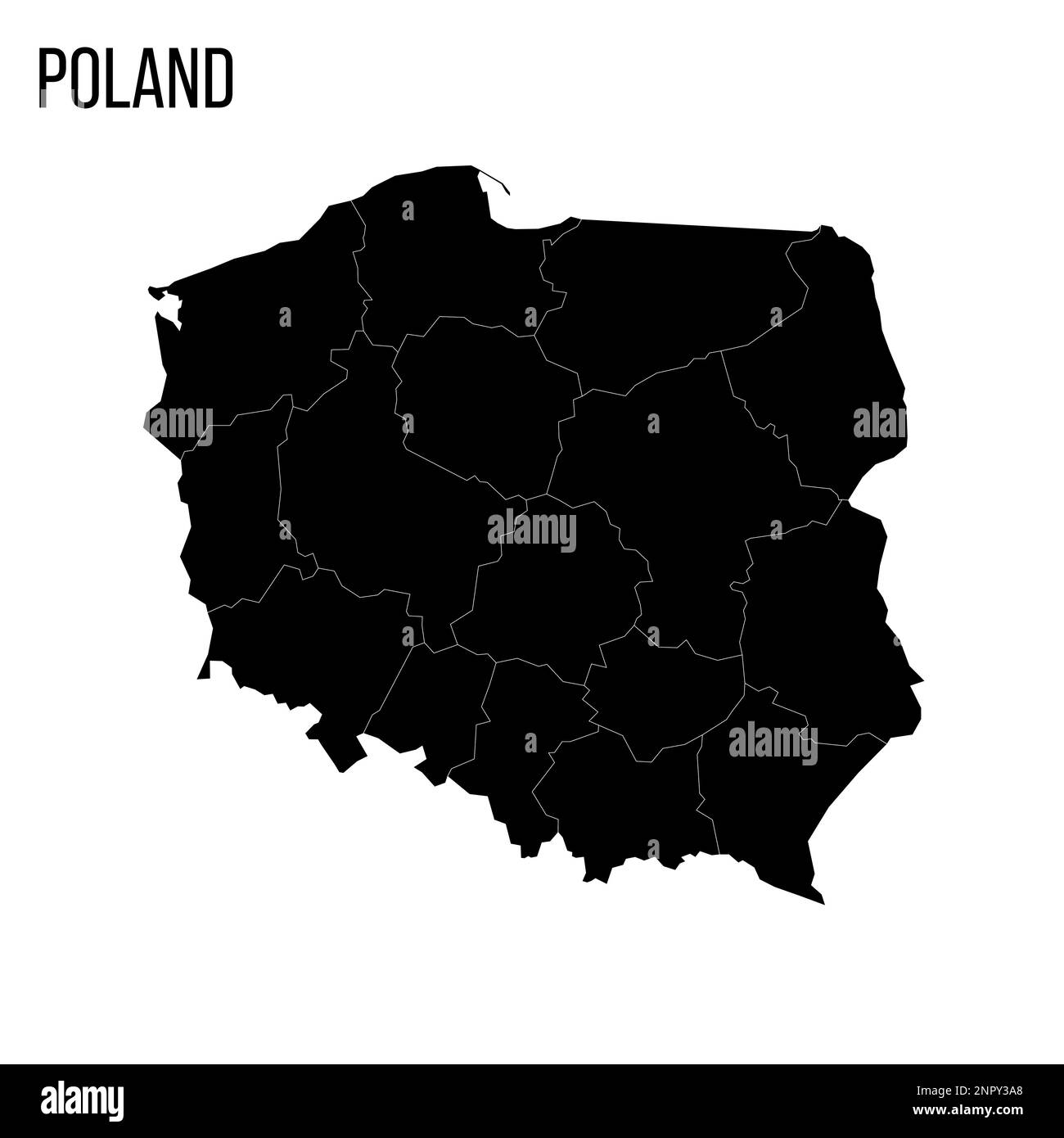 Poland political map of administrative divisions - voivodeships. Blank ...