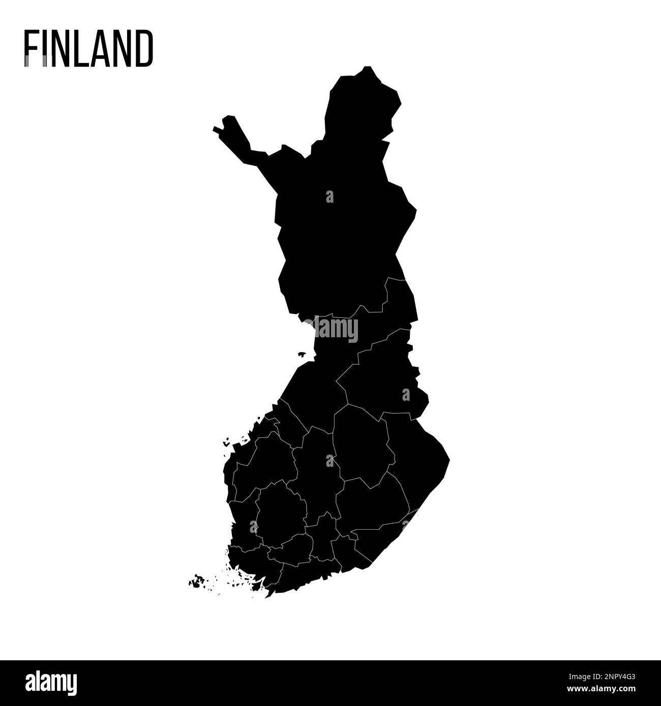 Finland political map of administrative divisions - regions and one ...