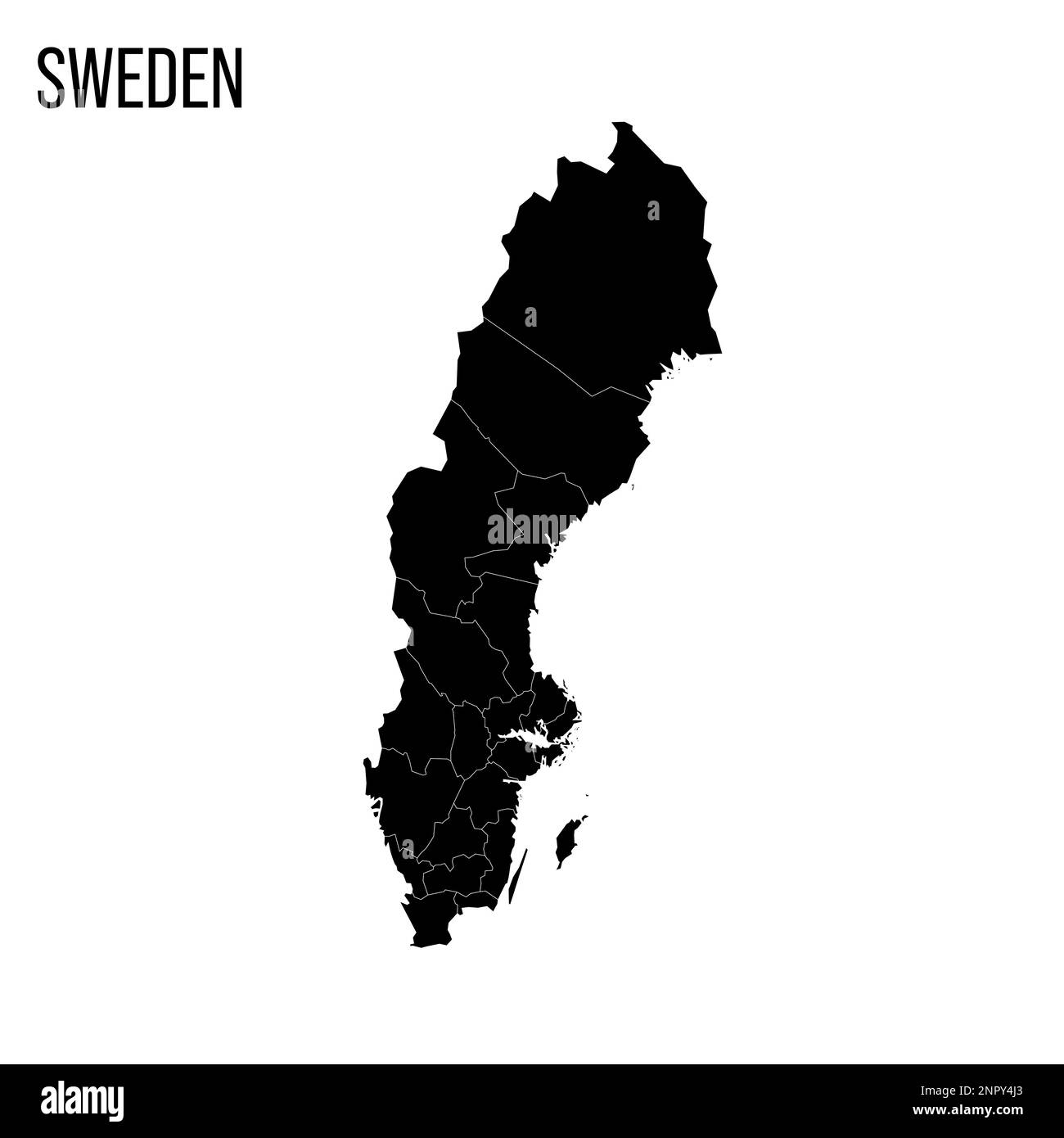 Sweden political map of administrative divisions - counties. Blank ...