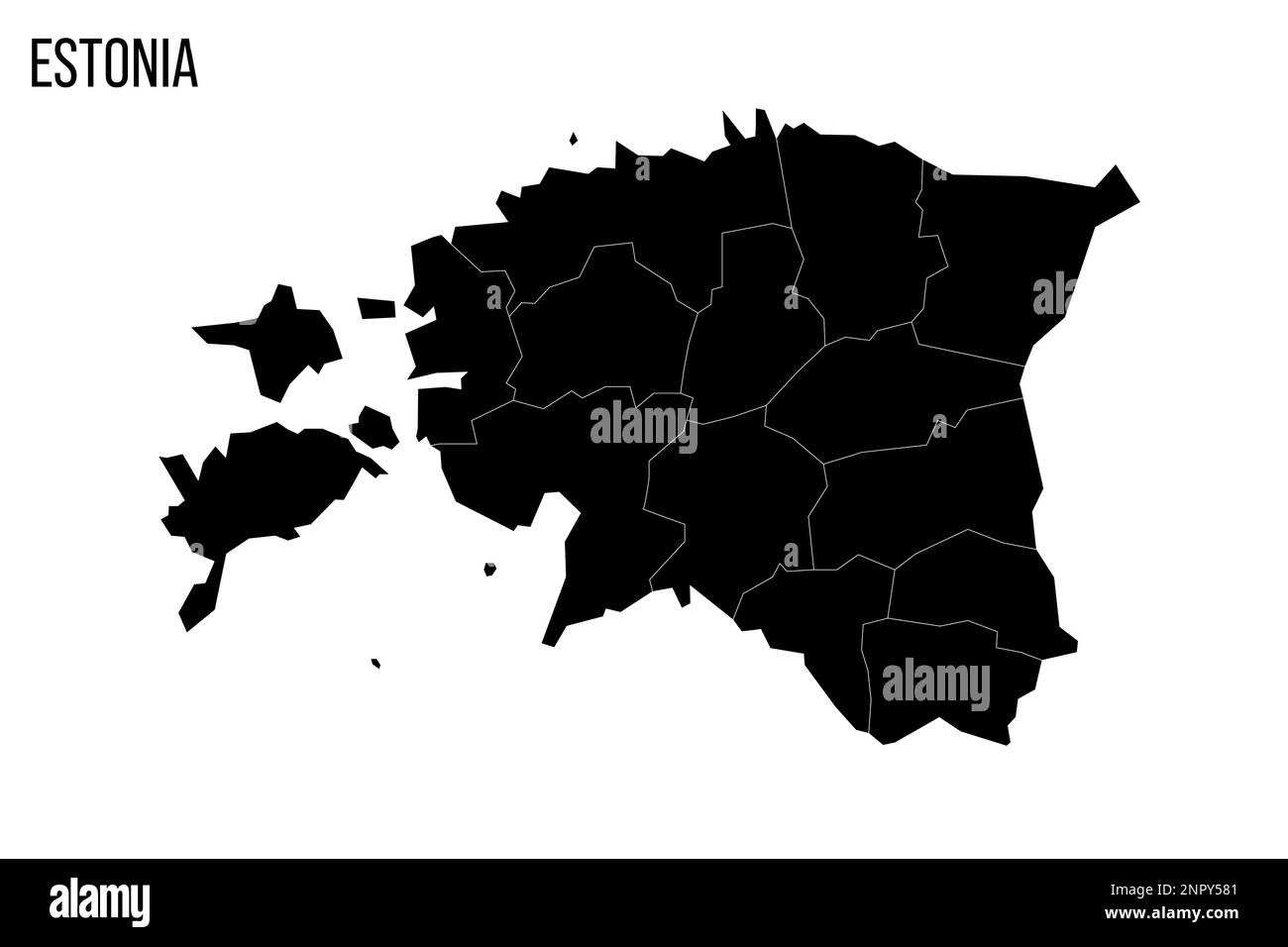 Estonia political map of administrative divisions - counties. Blank ...