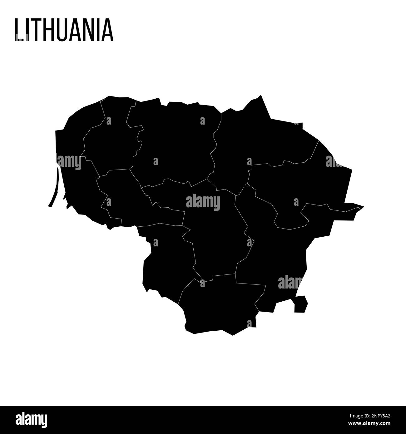 Lithuania political map of administrative divisions - counties. Blank ...