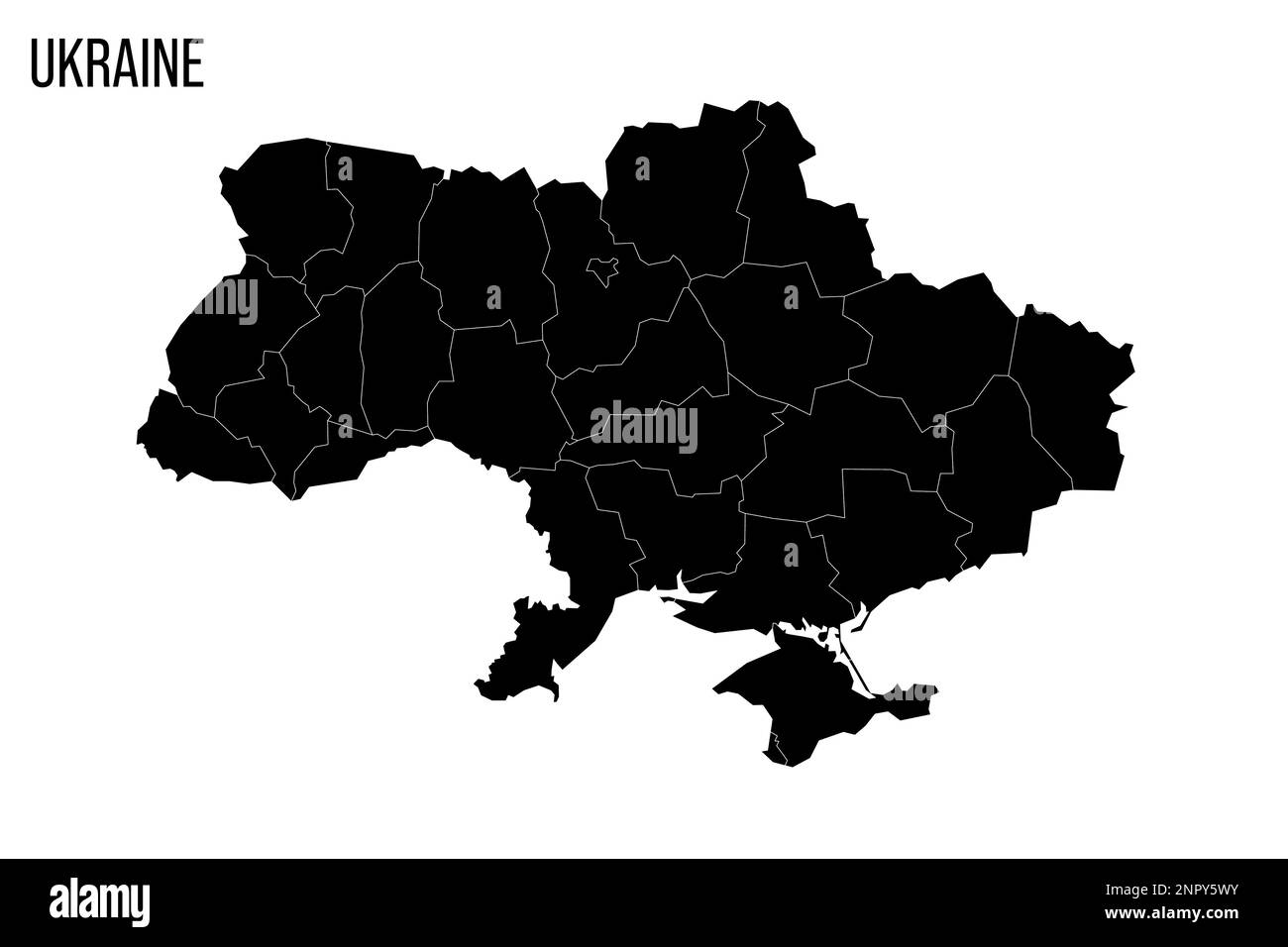 Ukraine political map of administrative divisions - regions, two cities with special status of ...
