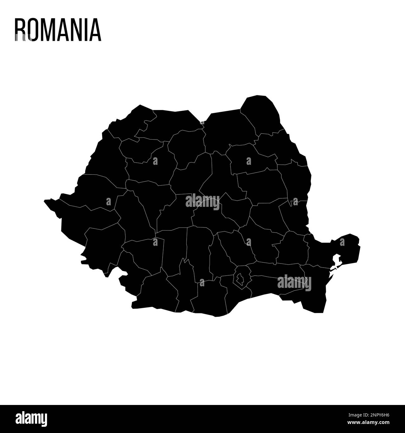 Romania political map of administrative divisions - counties and autonomous municipality of ...