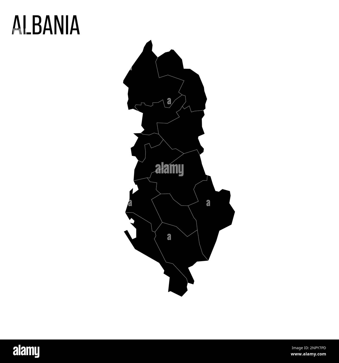 Albania political map of administrative divisions - counties. Blank ...