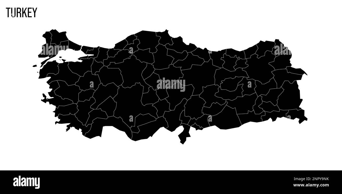 Turkey political map of administrative divisions - provinces. Blank ...