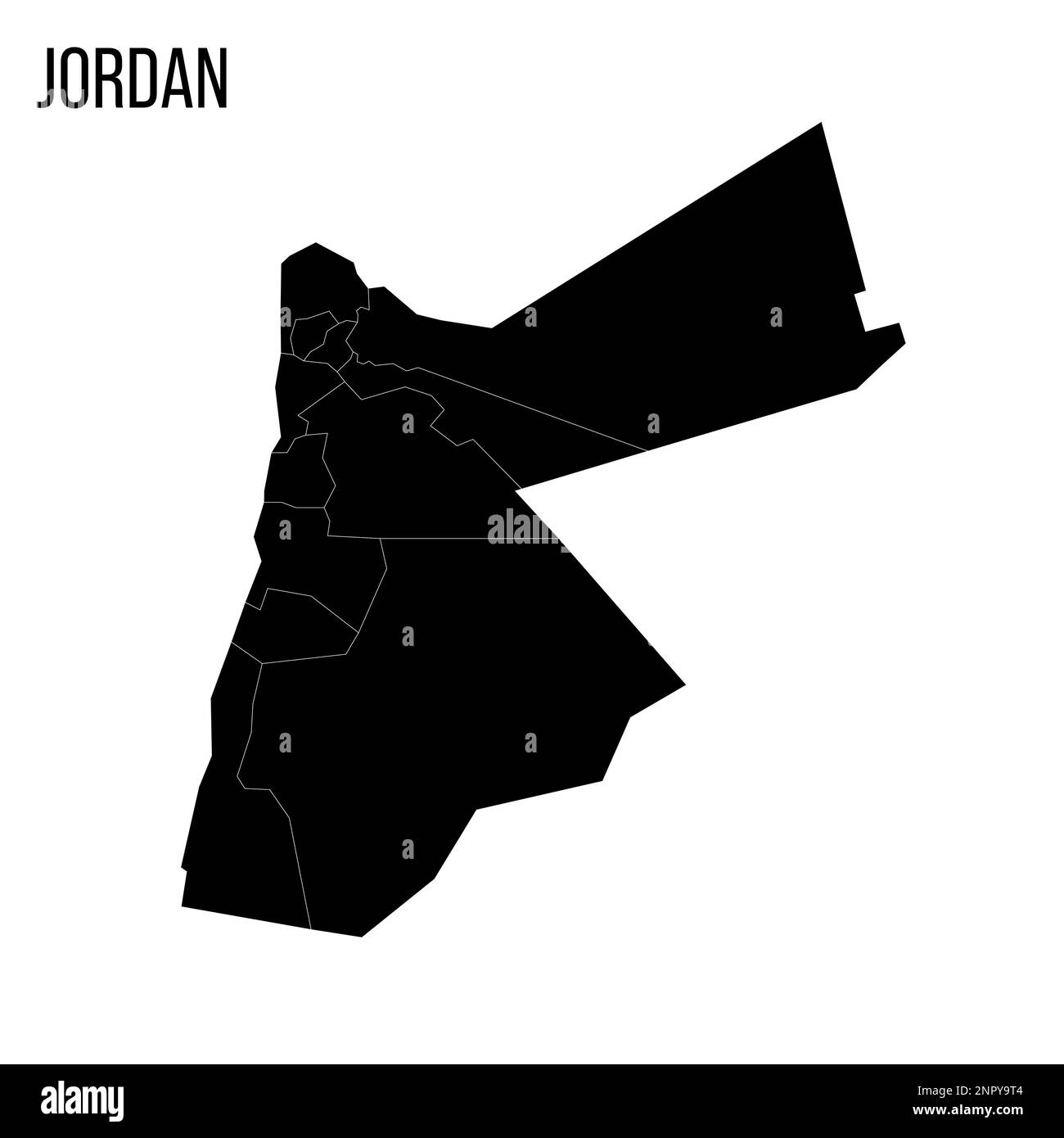 Jordan political map of administrative divisions - governorates. Blank ...