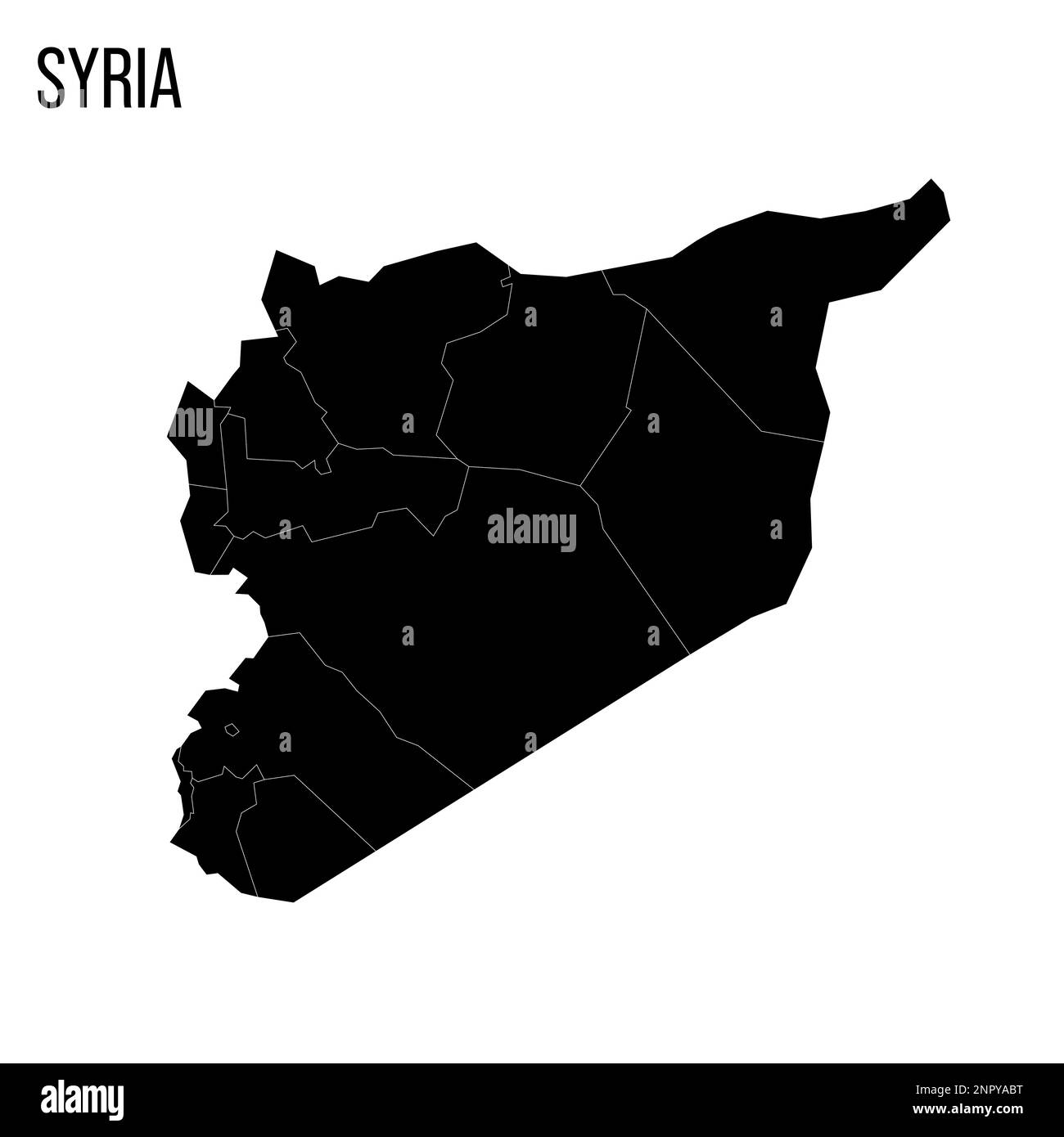 Syria political map of administrative divisions - governorates. Blank ...