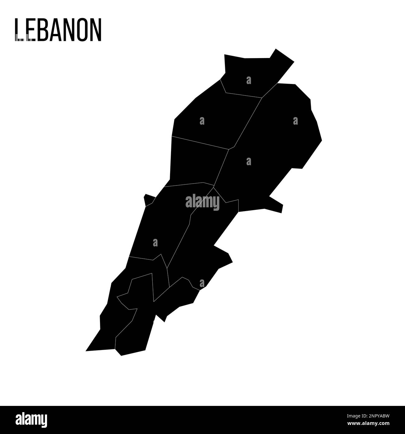 Lebanon political map of administrative divisions - governorates. Blank ...