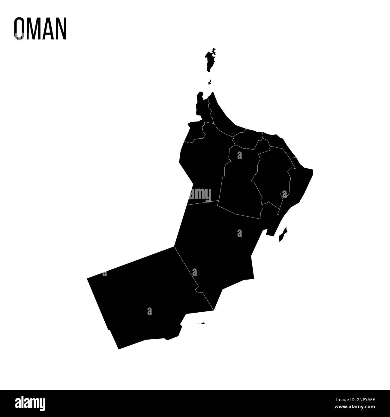 Oman political map of administrative divisions - governorates. Blank ...