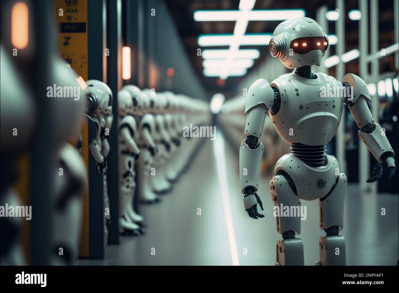 AI computer technology smart factory, industry 4.0, M2M computer aided ...