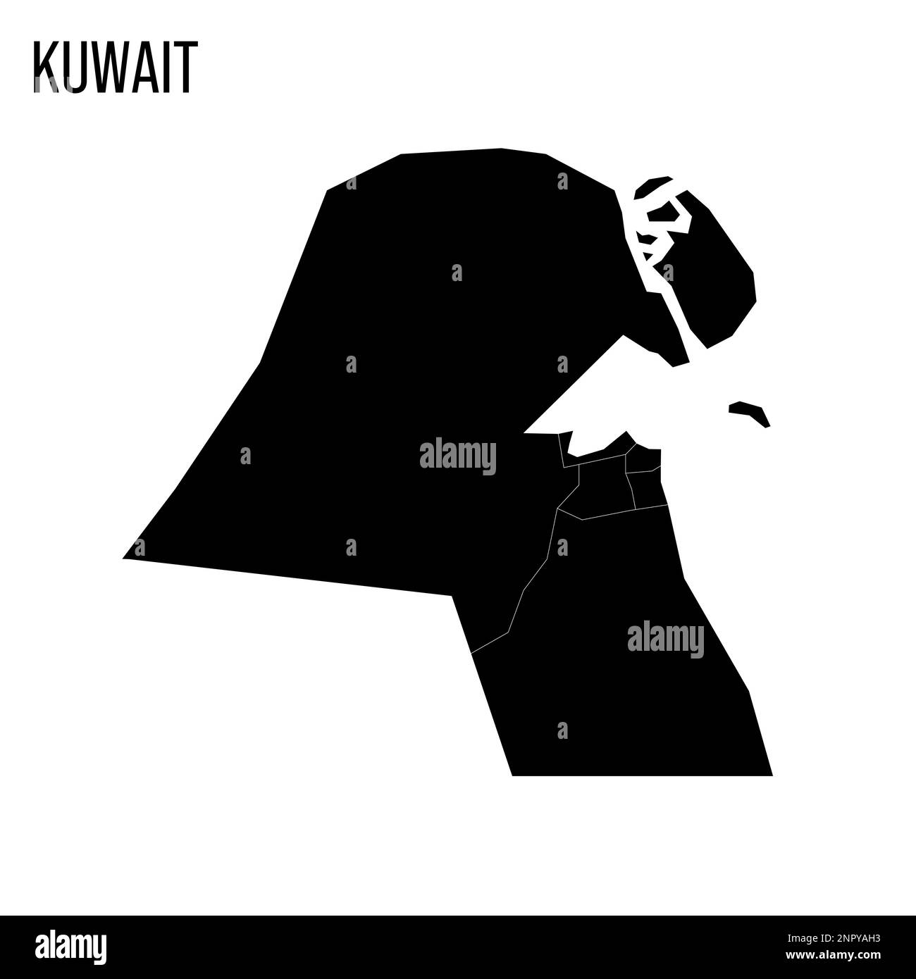 Kuwait political map of administrative divisions - governorates. Blank ...