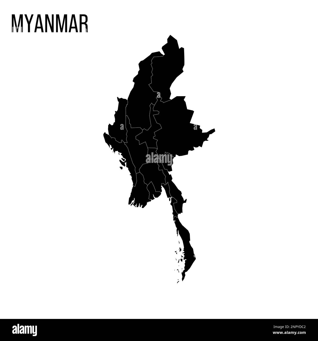Myanmar political map of administrative divisions - states, regions and ...