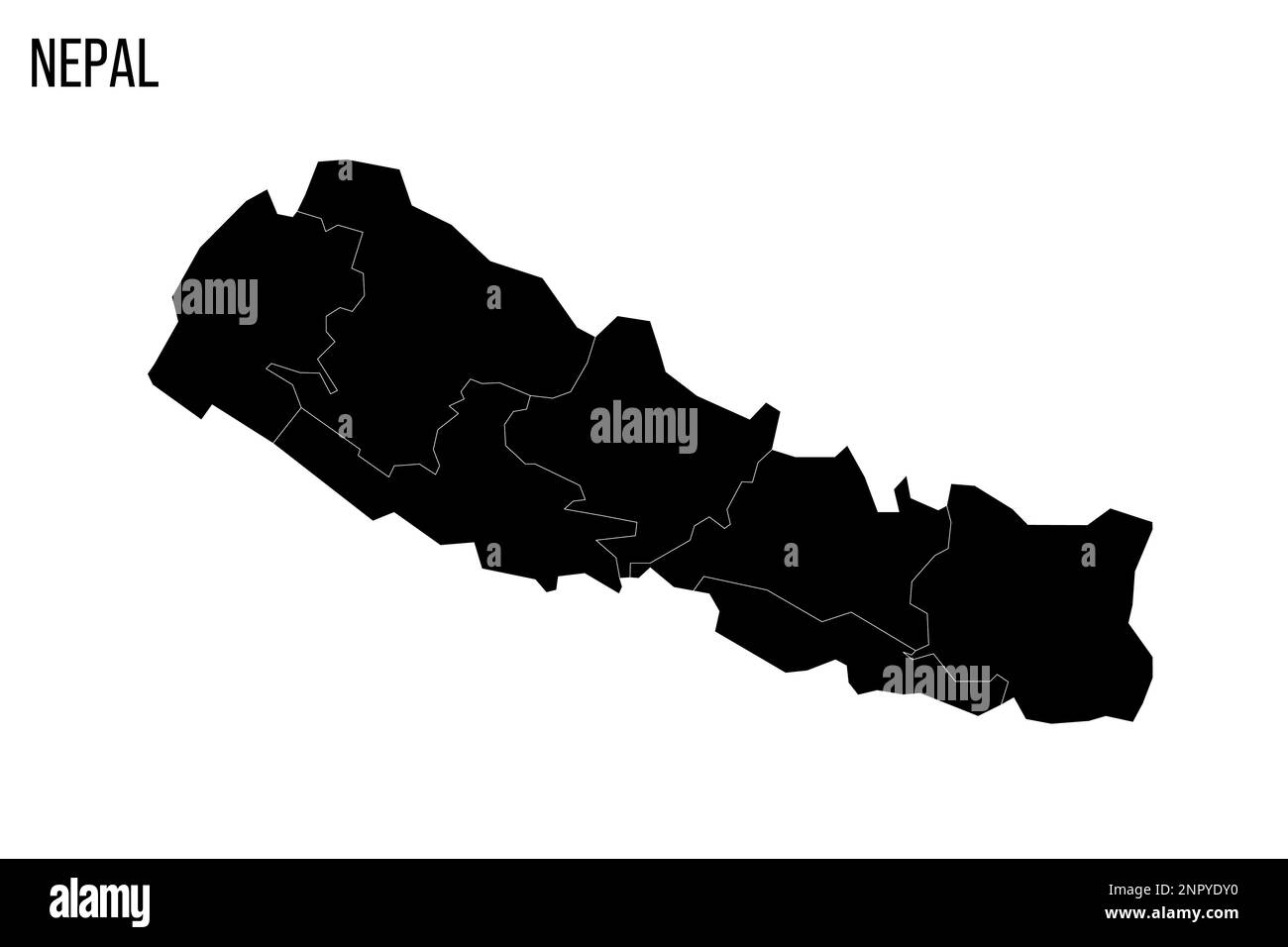 Nepal political map of administrative divisions - provinces. Blank ...