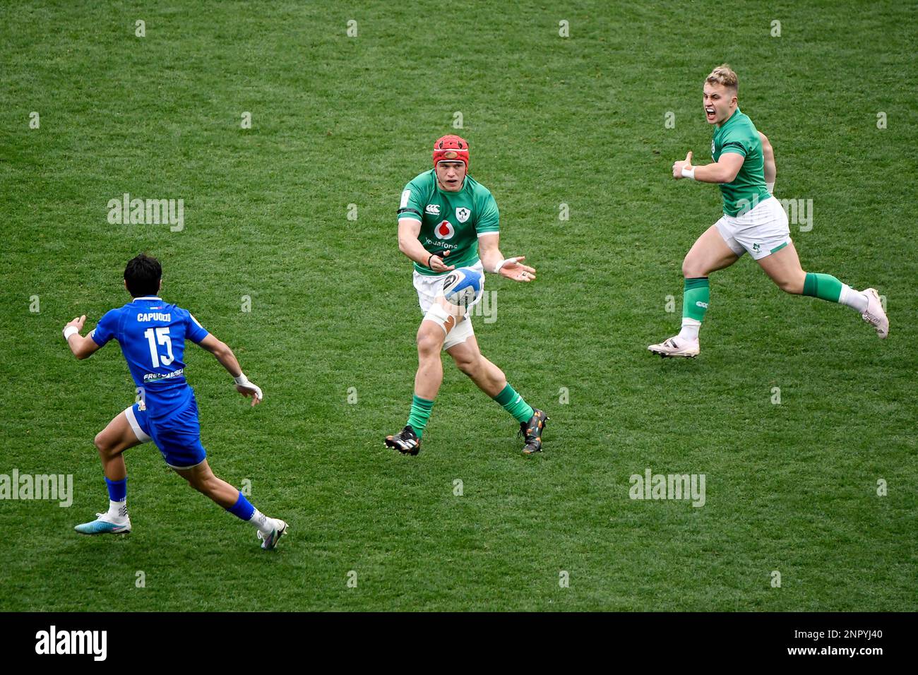 Ange Capuozzo of Italy and Josh van der Flier of Ireland during the Six ...