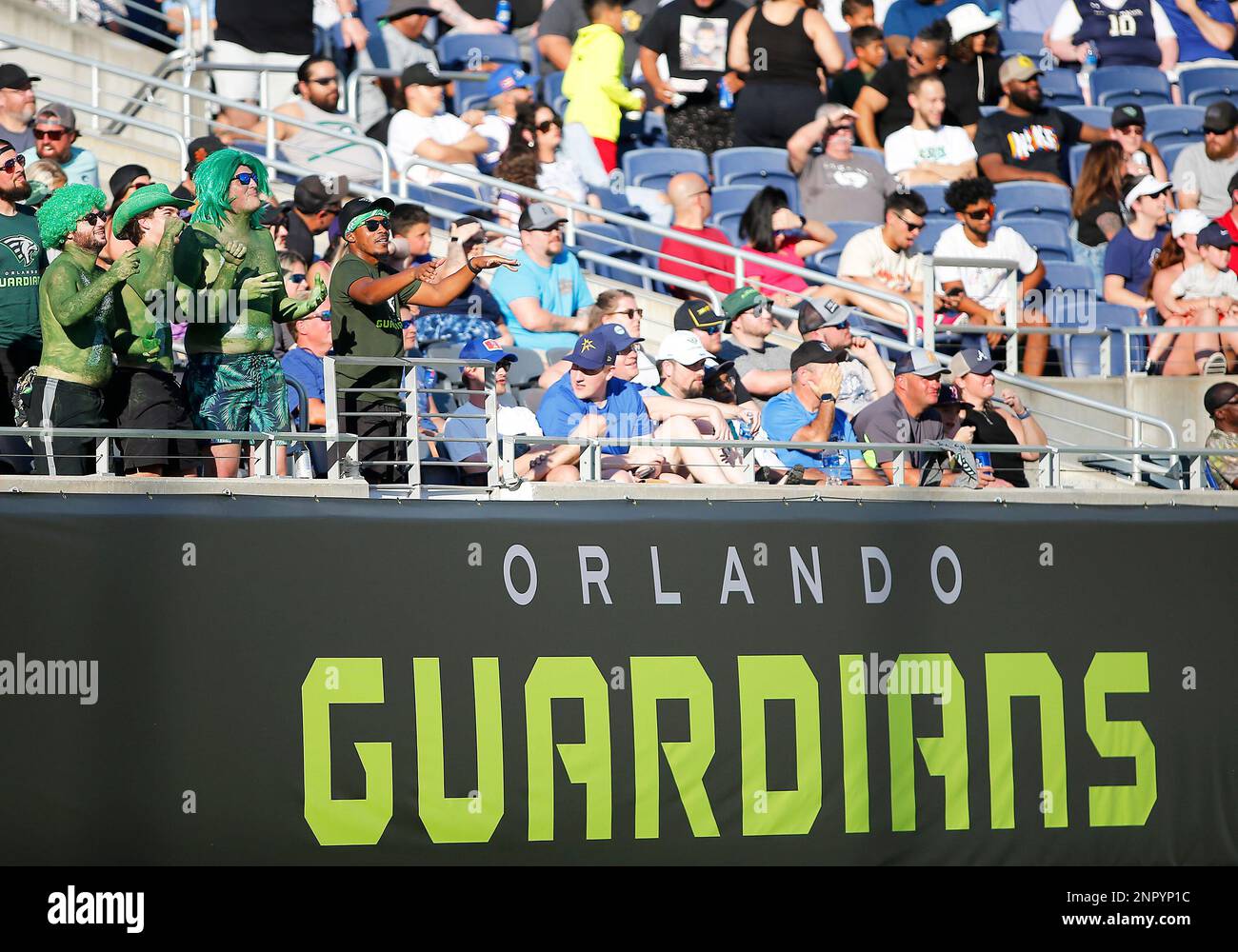 ORLANDO, FL - FEBRUARY 26: Fans cheer in front of an Orlando Guardians ...