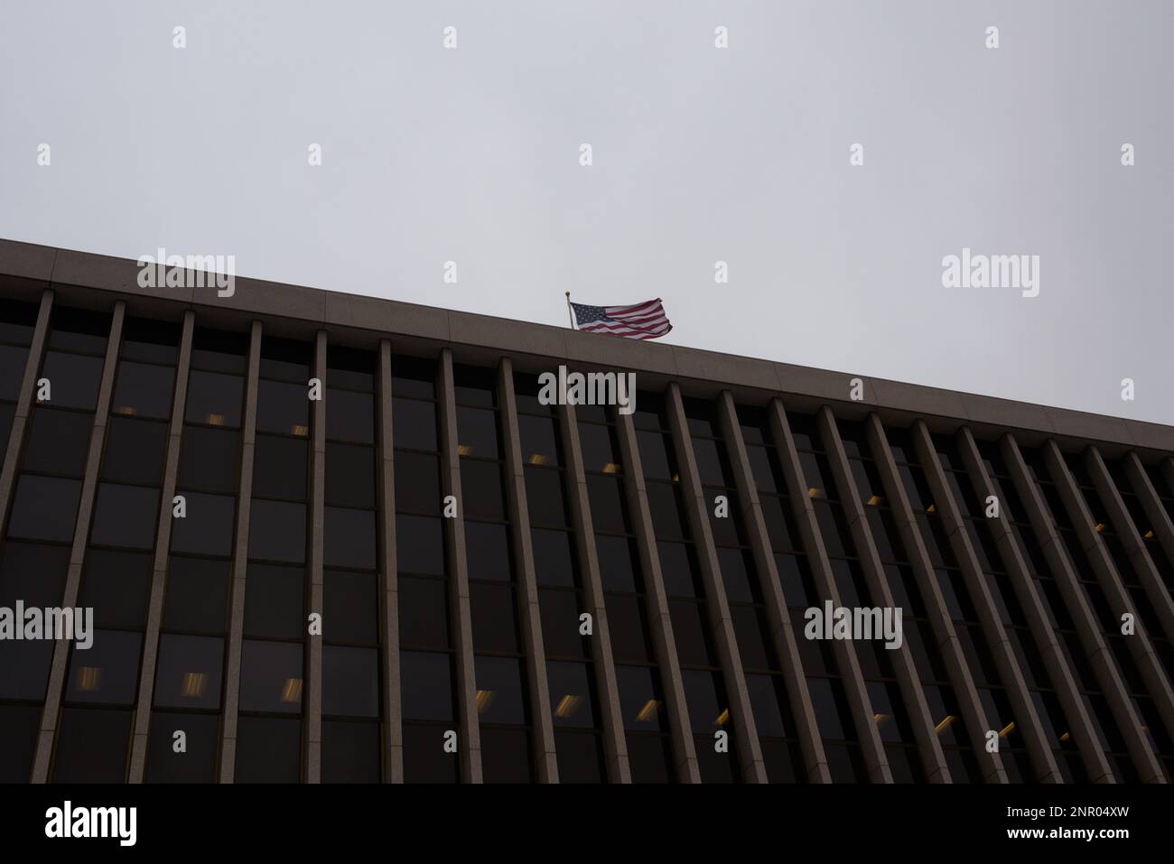 Flag and office building; Rock Island, Illinois Stock Photo - Alamy
