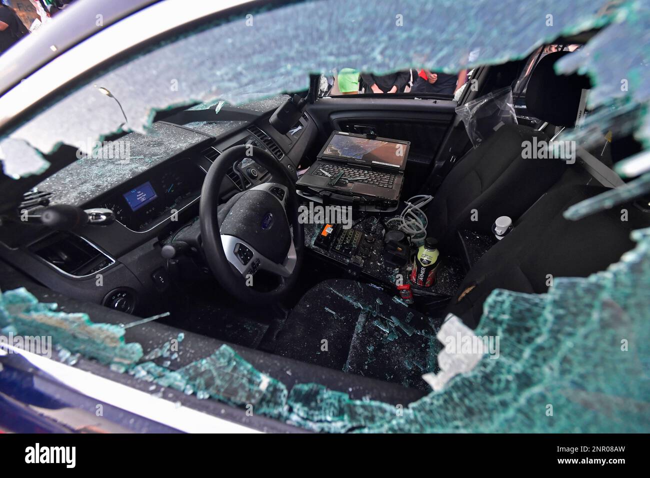 ATLANTA, GA - MAY 29: An Atlanta police car's driver window is ...