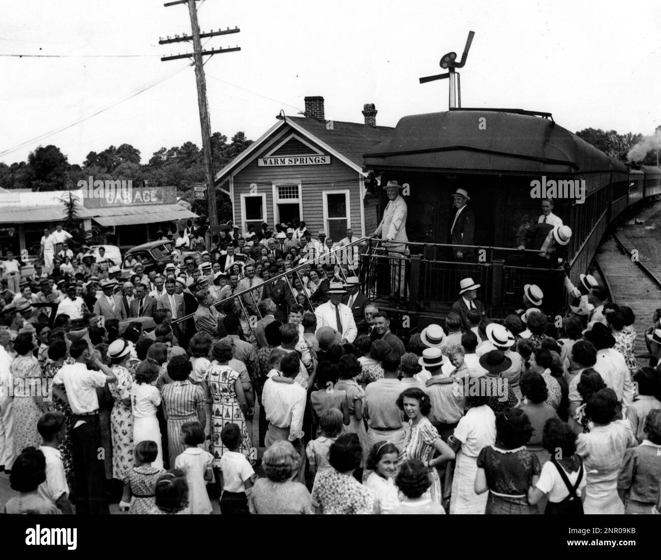 President Franklin Roosevelt's train arrives from Washington, at Warm ...