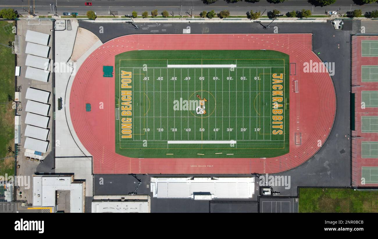 General overall view of the track and football and soccer field at Long ...