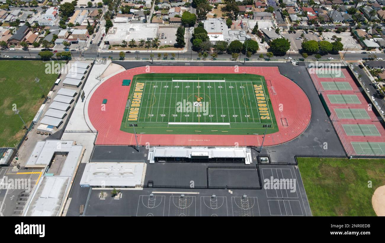 General overall view of the track and football and soccer field at Long ...