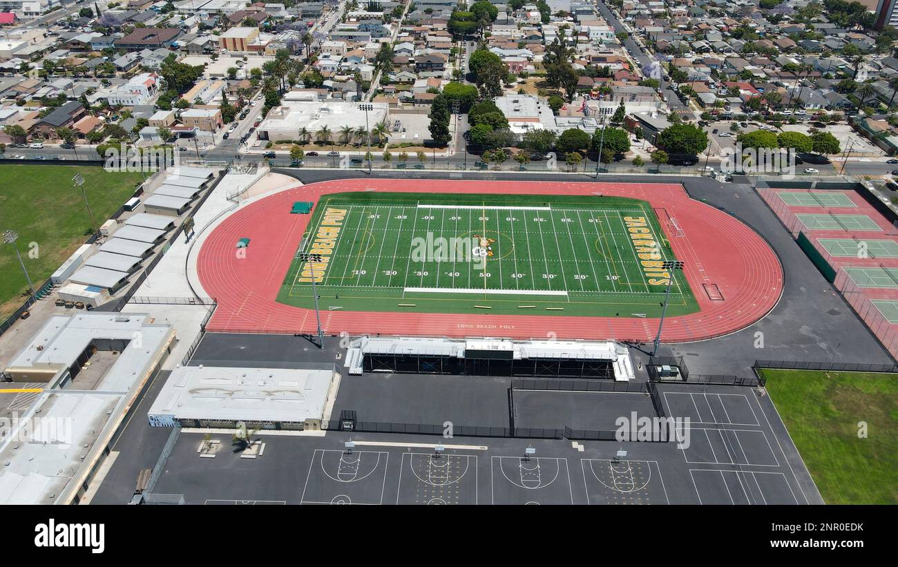 General overall view of the track and football and soccer field at Long ...