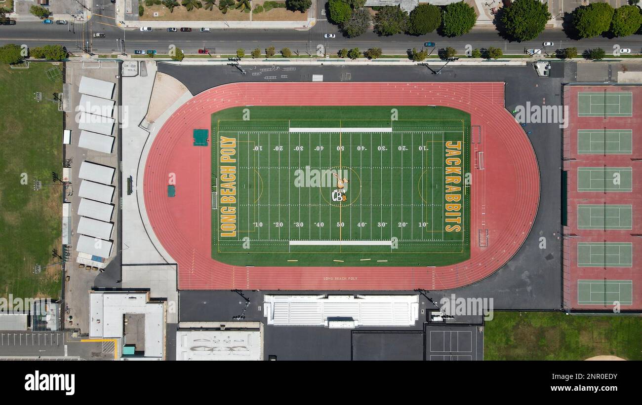 General overall view of the track and football and soccer field at Long ...