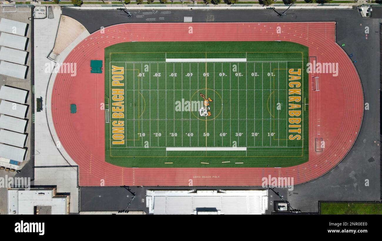 General overall view of the track and football and soccer field at Long ...