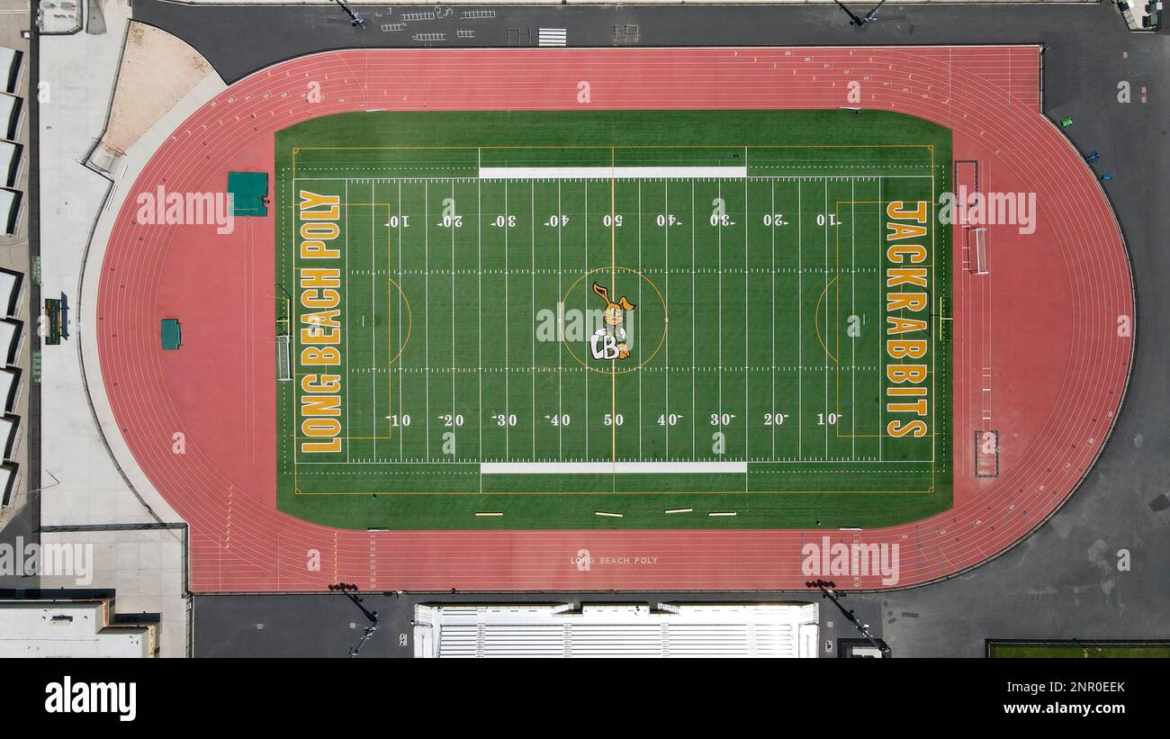 General overall view of the track and football and soccer field at Long ...