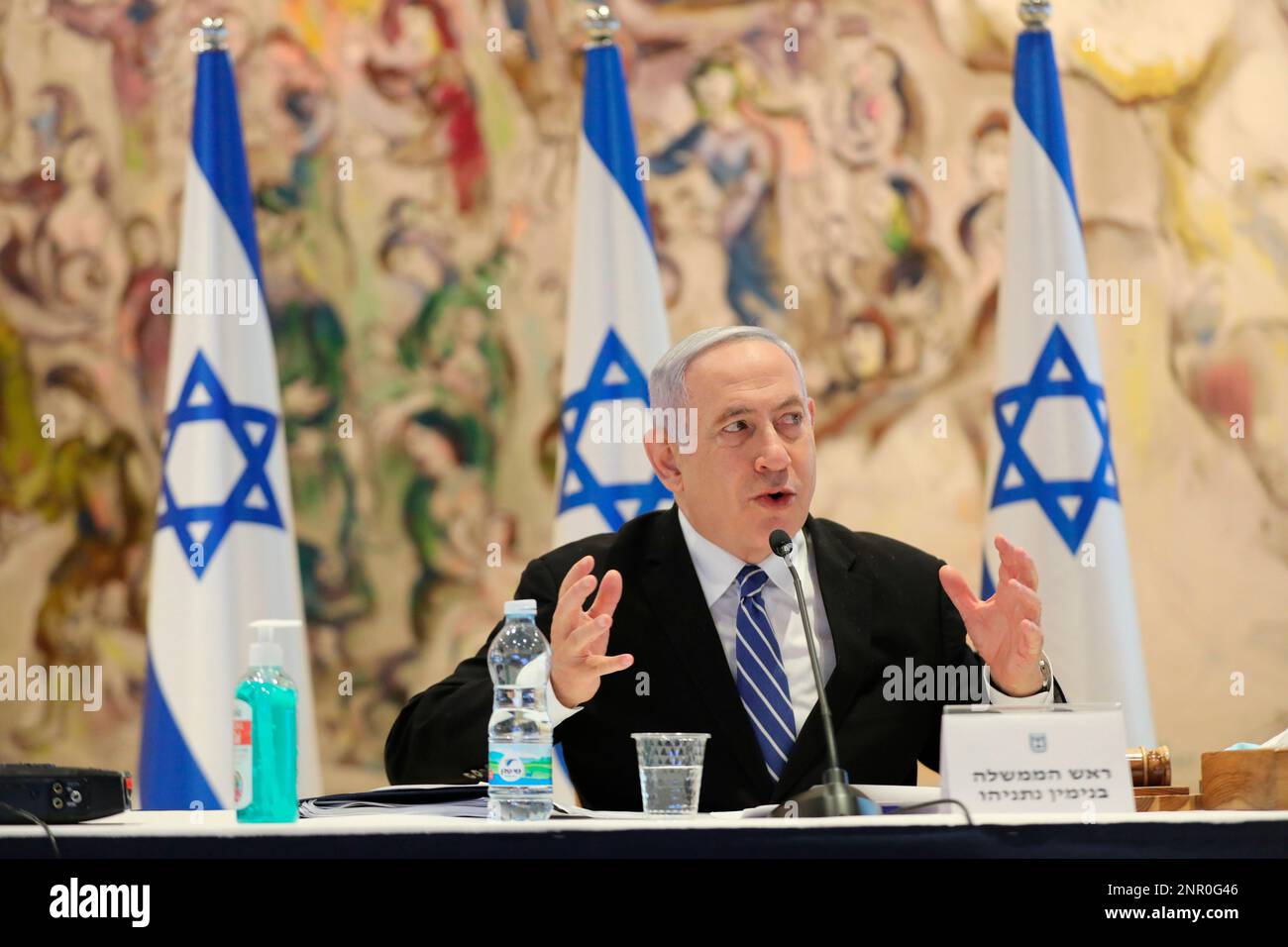 Israeli Prime Minister Benjamin Netanyahu attends the first Cabinet ...