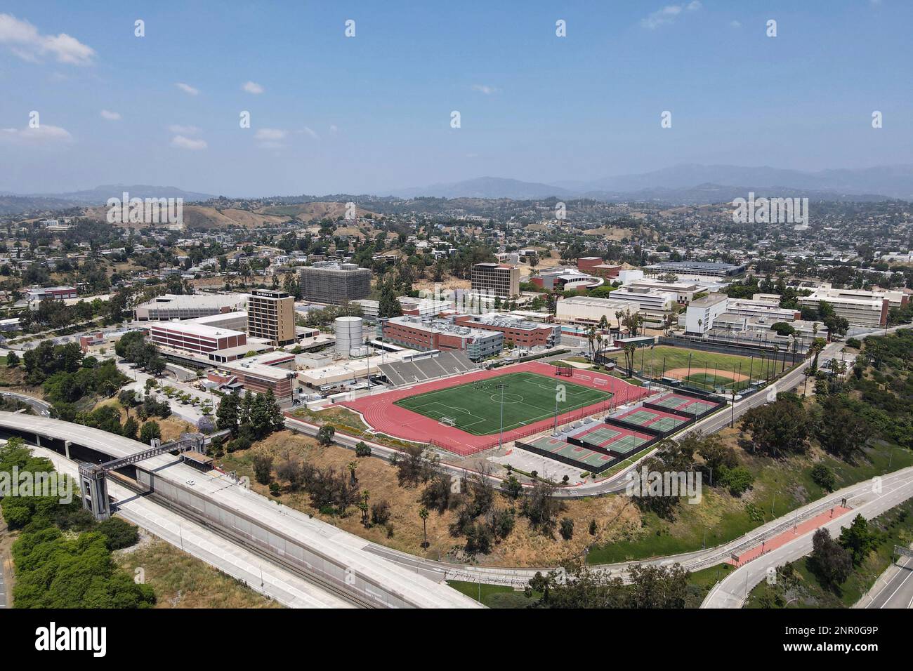 General overall aerial view of Jesse Owens Track and Jim Reeder ...