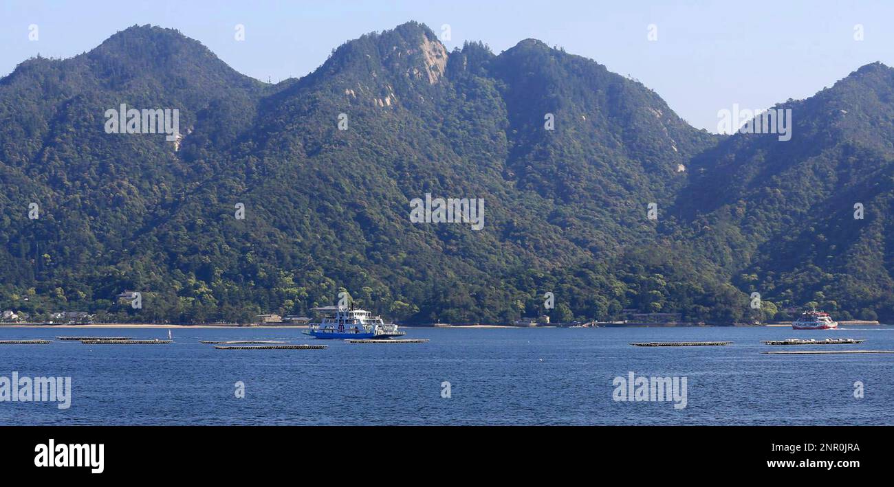 JR Miyajima Ferry crosses around Miyajima in Hatsukaichi City ...