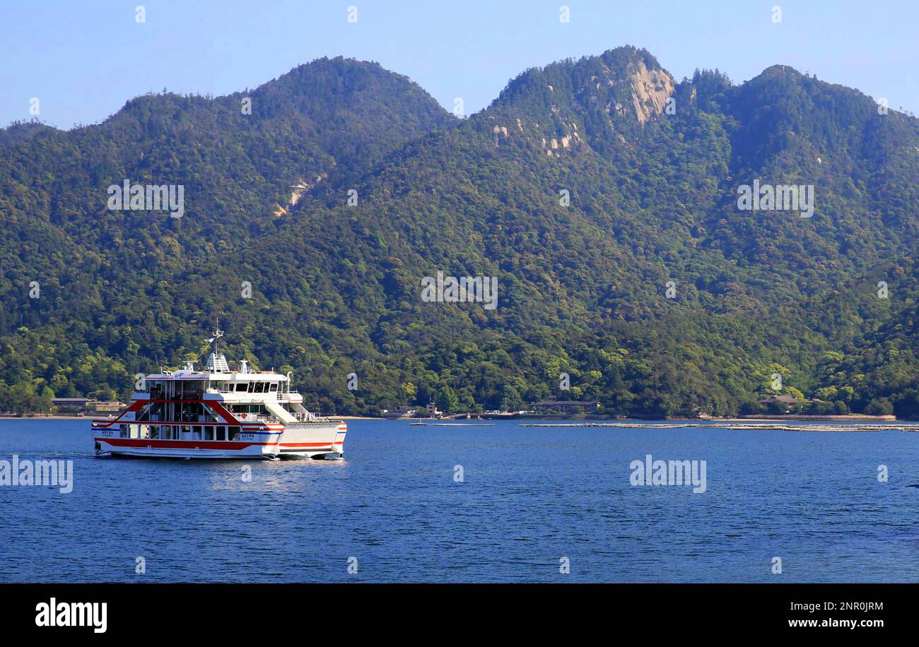 JR Miyajima Ferry crosses around Miyajima in Hatsukaichi City ...