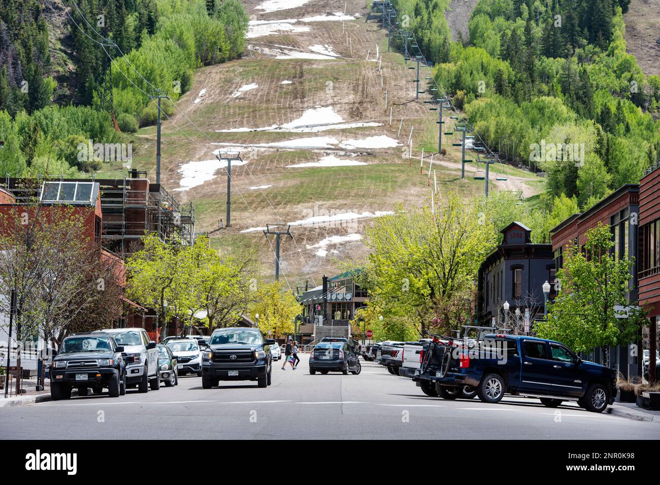 Cars line the parking spots on Hunter St. in downtown Aspen on Tuesday ...