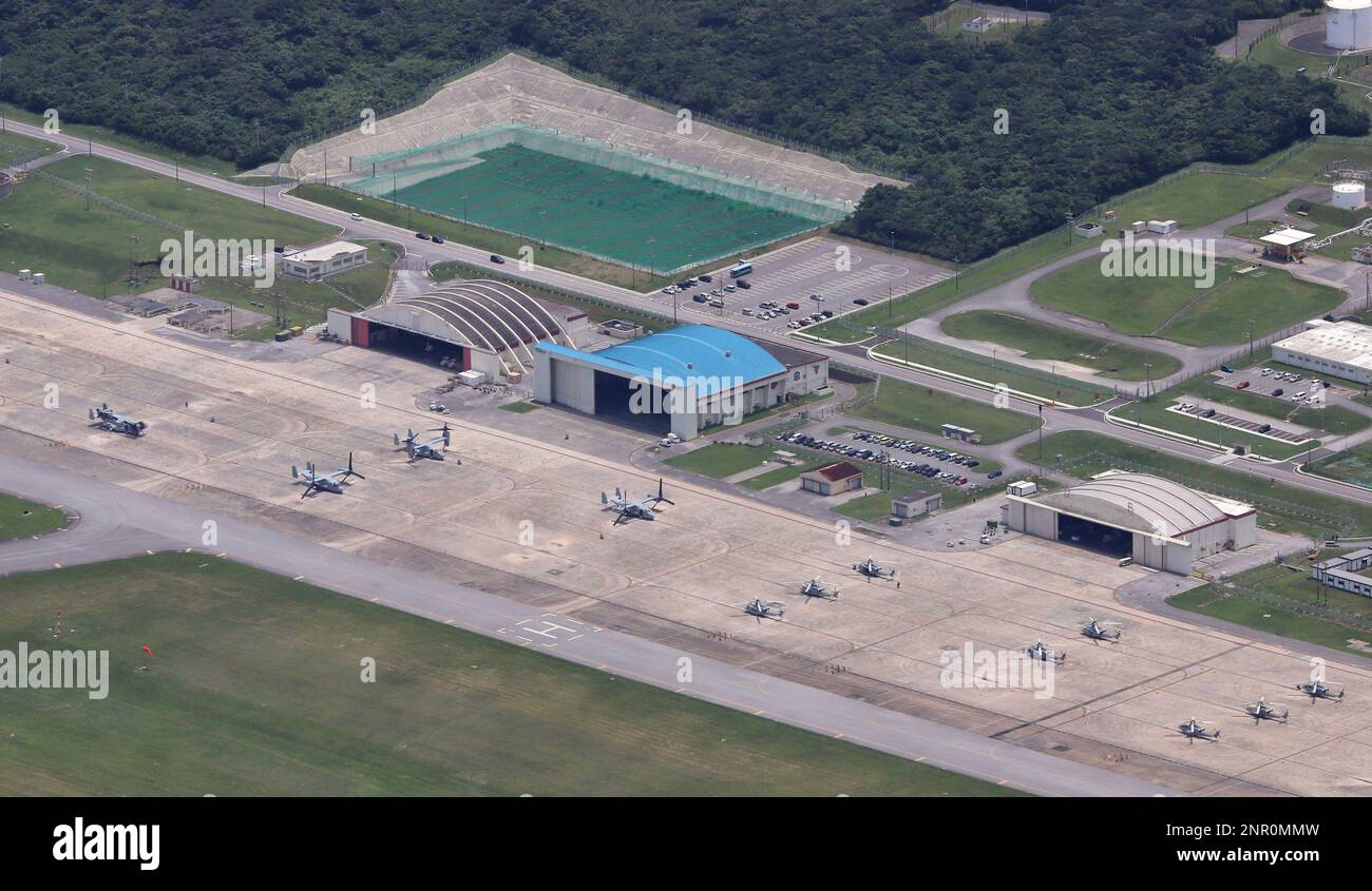 An aerial photo taken on May 20, 2020 shows Marine Corps Air Station ...