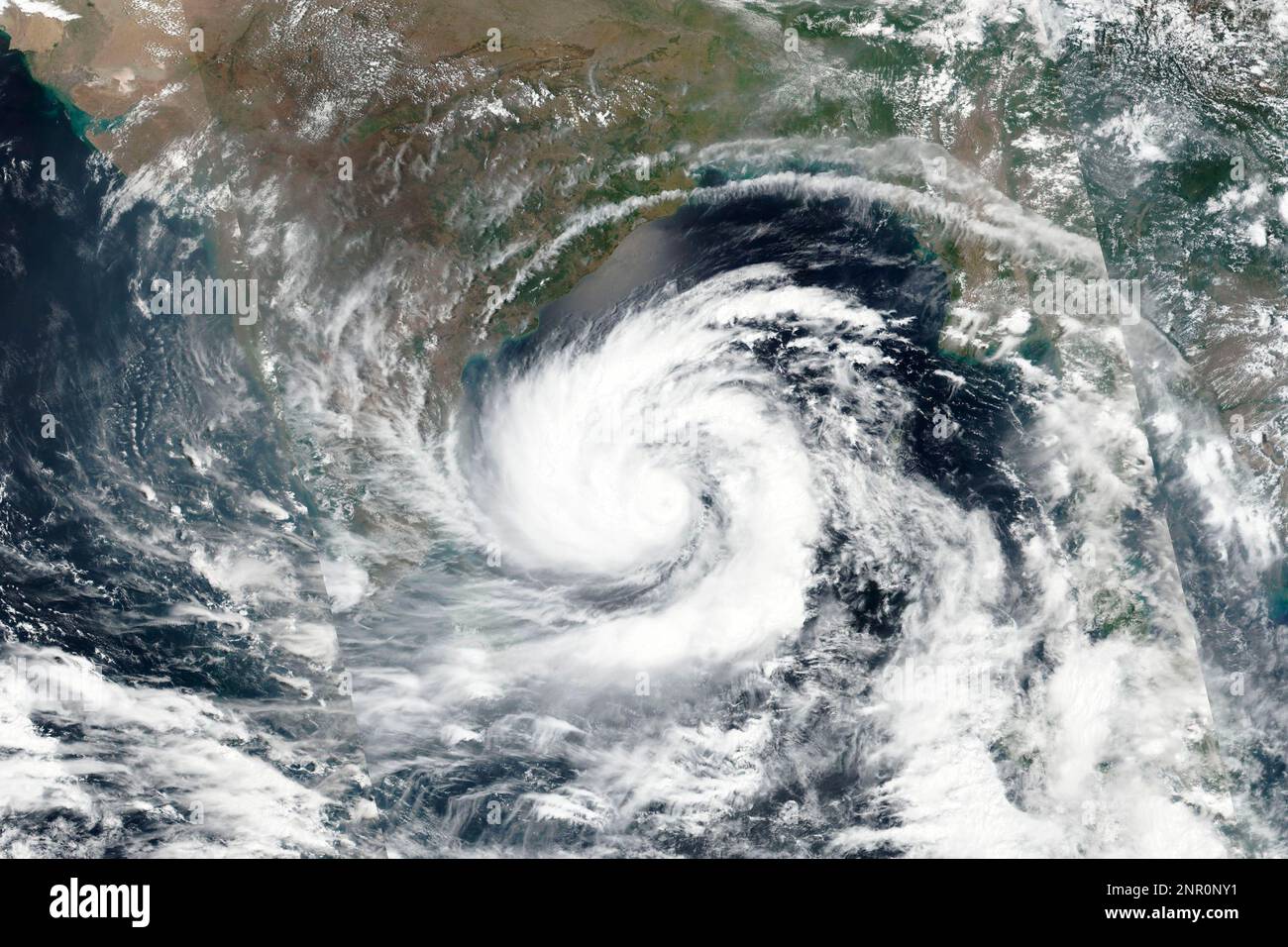 This May 17, 2020, satellite image released by NASA shows Cyclone ...