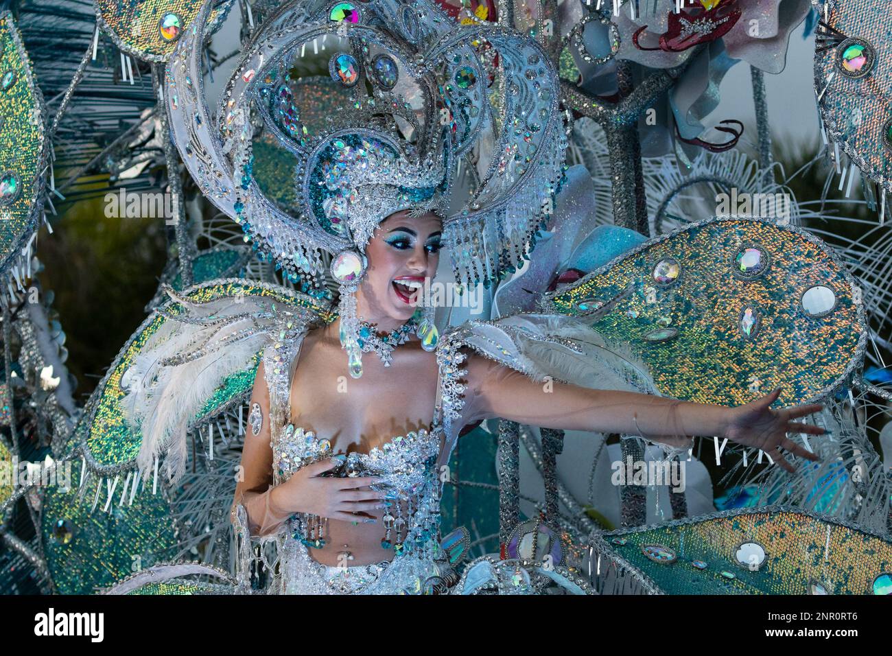 SANTA CRUZ DE TENERIFE, SPAIN - FEBRUARY 21, 2023: Coso parade - along the Avenida de Anaga ...