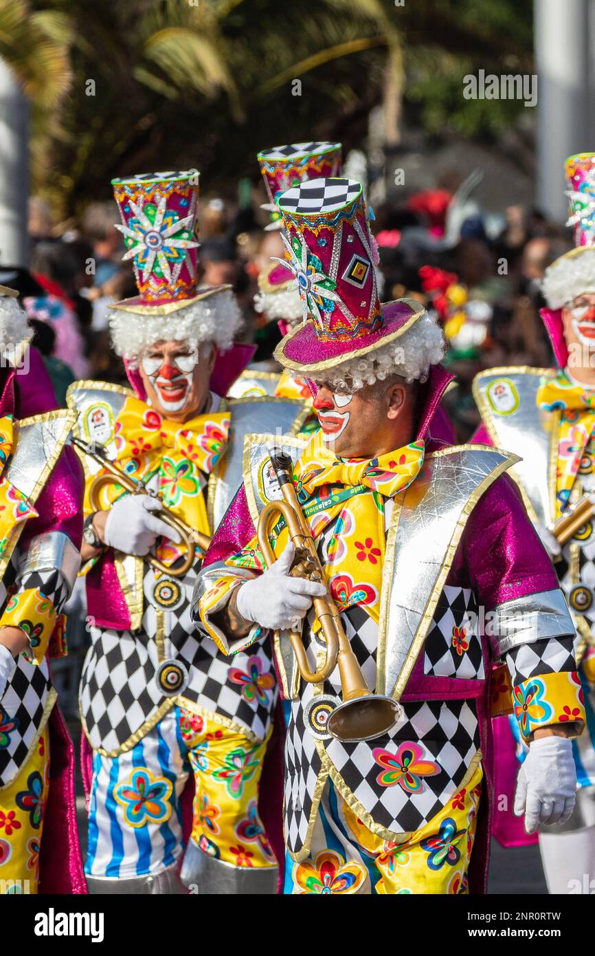SANTA CRUZ DE TENERIFE, SPAIN - FEBRUARY 21, 2023: Coso parade - along the Avenida de Anaga ...