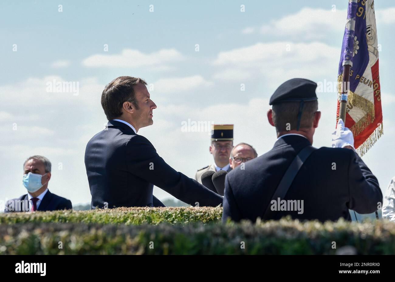French President Emmanuel Macron delivers a speech during a WWII ...