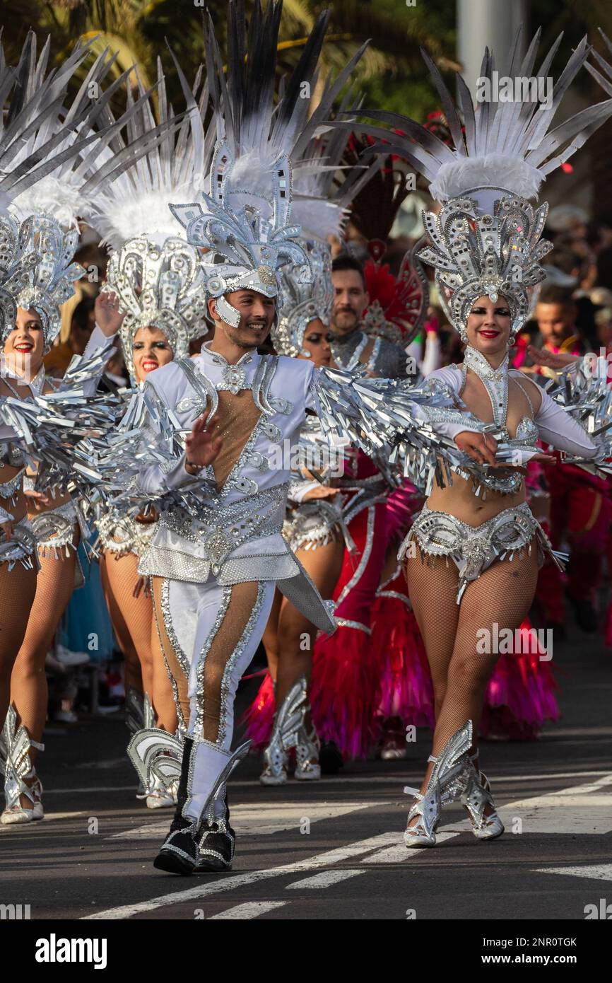 SANTA CRUZ DE TENERIFE, SPAIN - FEBRUARY 21, 2023: Coso parade - along the Avenida de Anaga ...