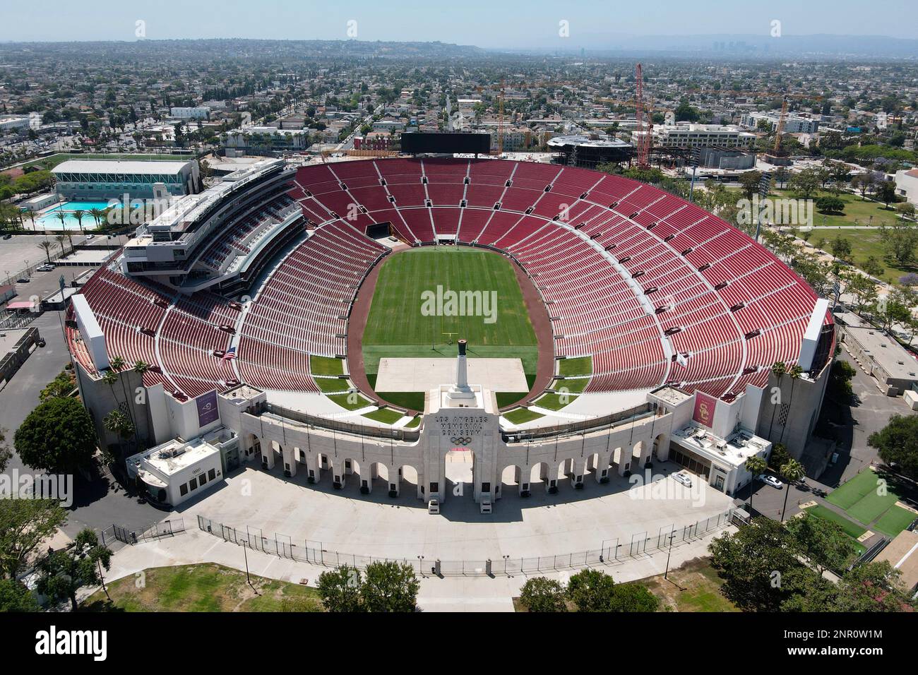 General overall aerial view of the Los Angeles Memorial Coliseum ...