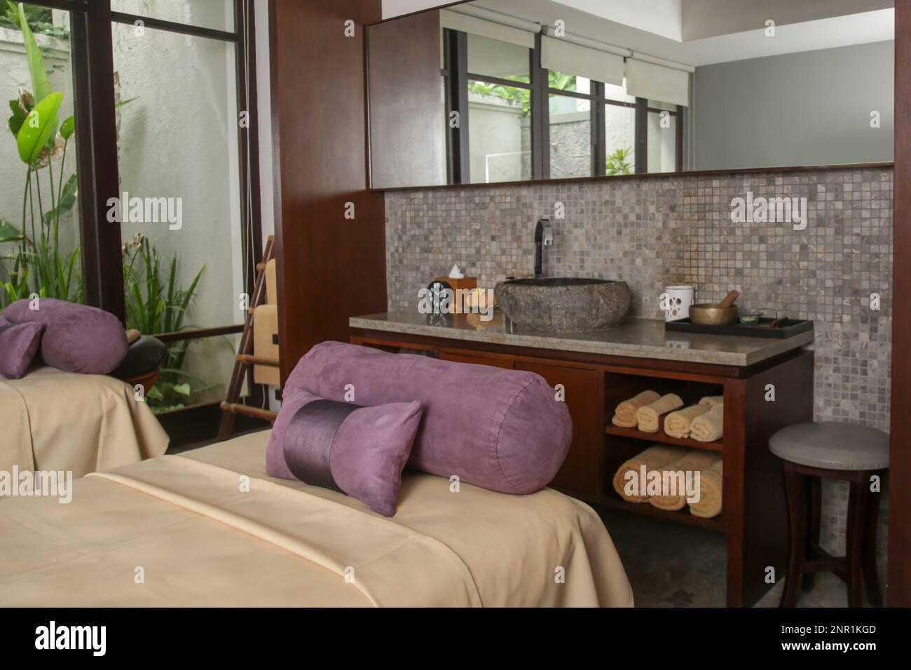 Interior of massage room in spa salon Stock Photo - Alamy