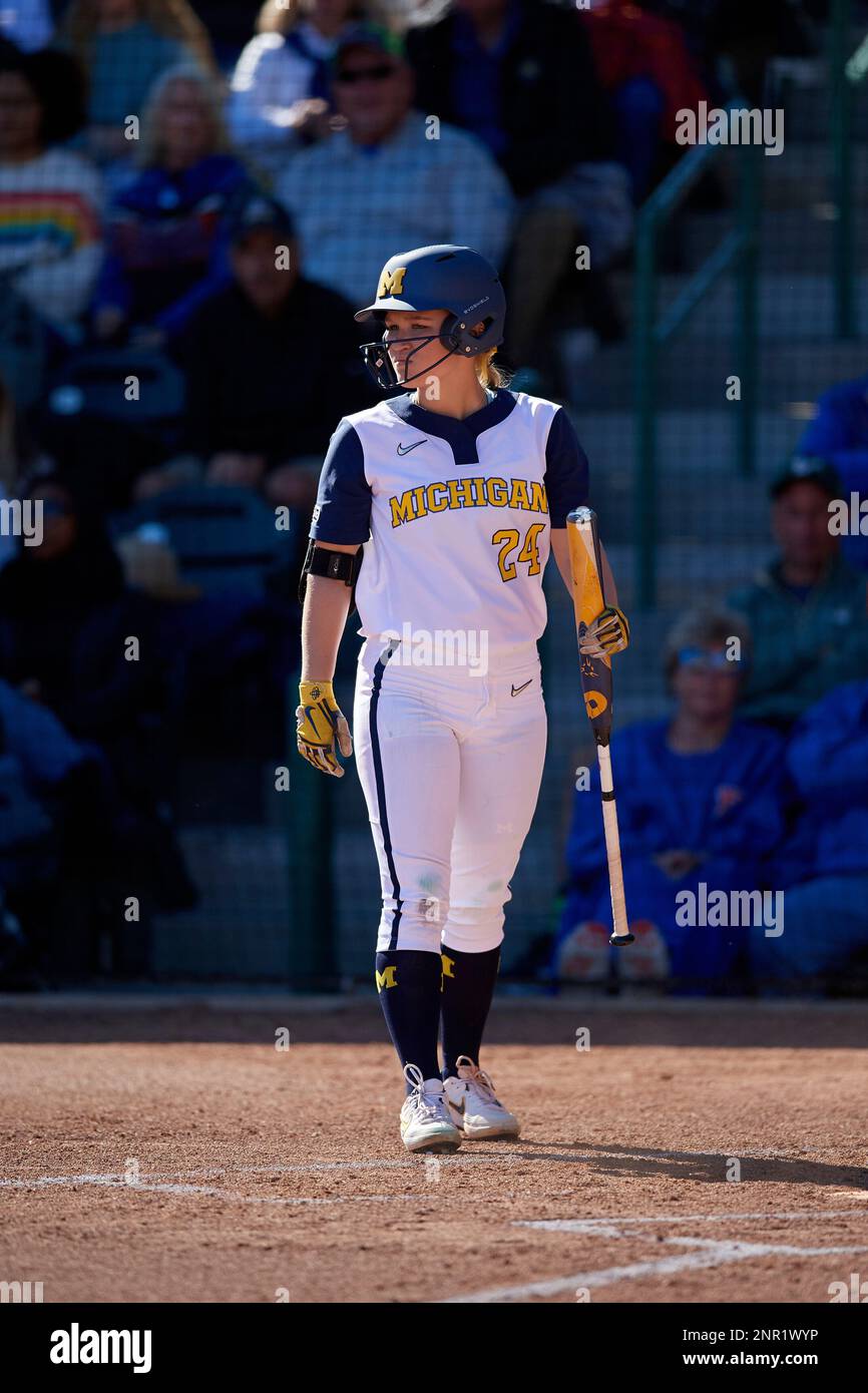 Michigan Wolverines Morgan Overaitis (24) bats during an NCAA Softball ...