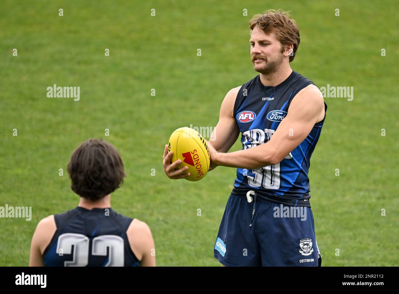 Tom Atkins of the Cats trains during a Geelong Cats AFL training ...