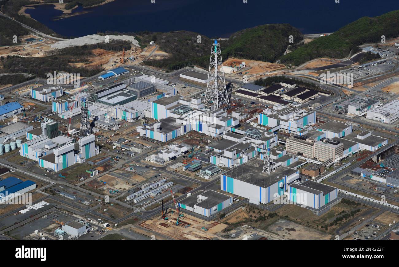 An aerial photo shows the Rokkasho Nuclear Fuel Reprocessing Facility ...